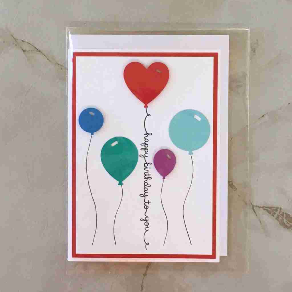 Happy Birthday Balloons Greeting Card - Handmade Recovery Cards