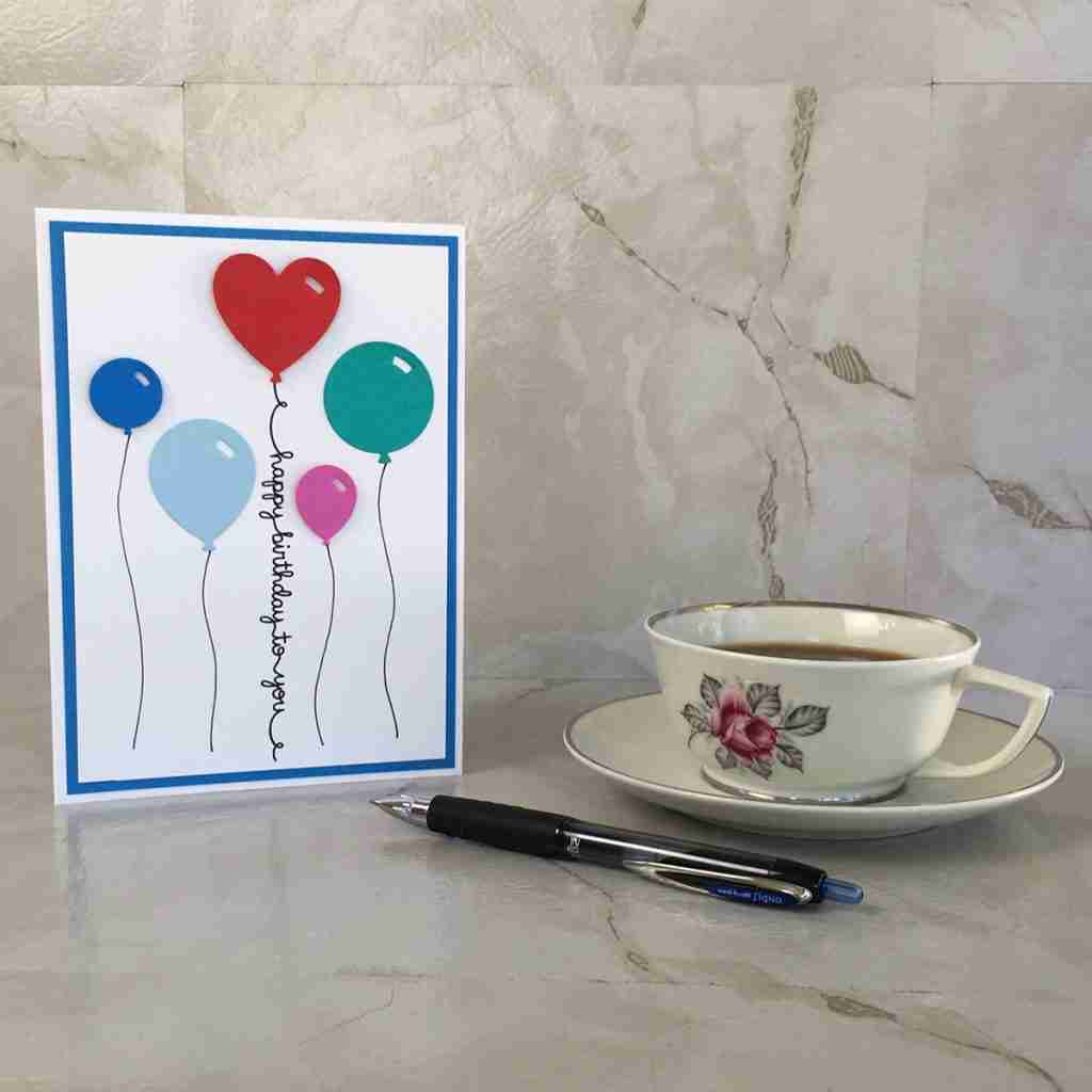 Happy Birthday Balloons Greeting Card - Handmade Recovery Cards
